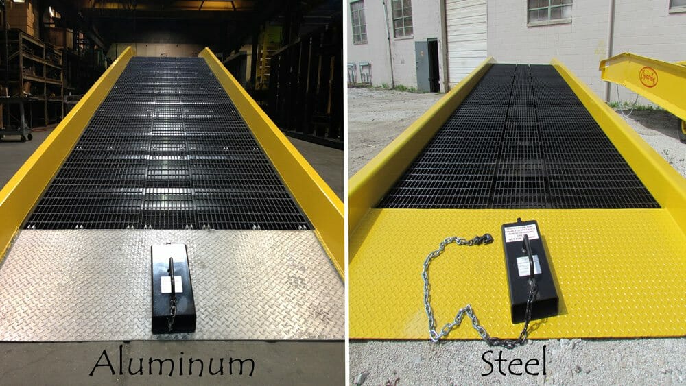 Side By Side Aluminum And Steel Yard Ramps In Florida | Copperloy Yard ...